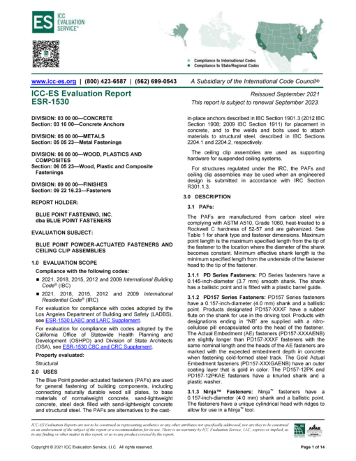 ESR-1530_2021_COVER_OCT 2021 – Bluepoint Fasteners